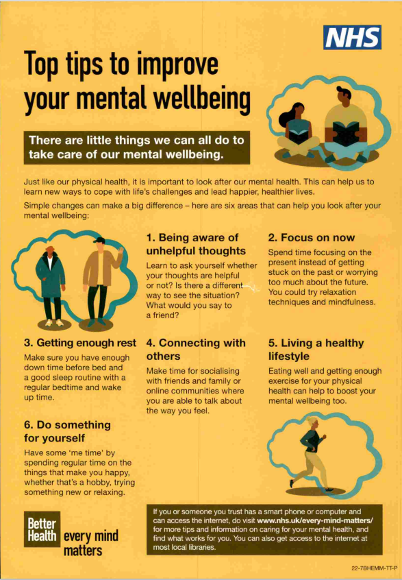 Top tips to help you improve your Mental Health - Ordsall Health Surgery